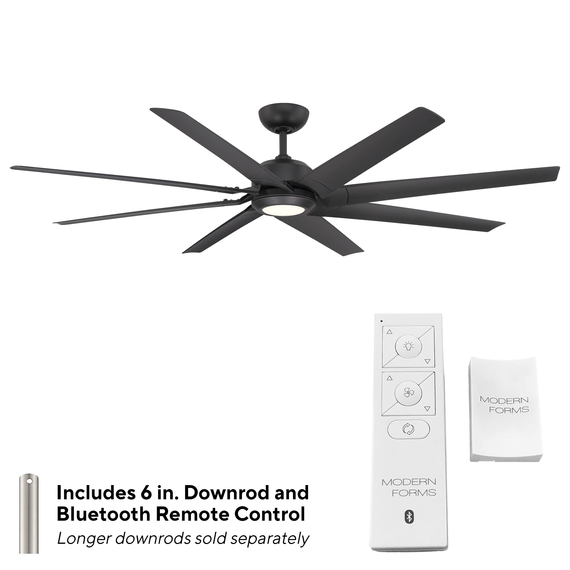 Roboto XL Indoor and Outdoor 8-Blade 70in Smart Ceiling Fan in Matte Black with 3000K LED Light Kit and Remote Control works with Alexa and iOS or Android App