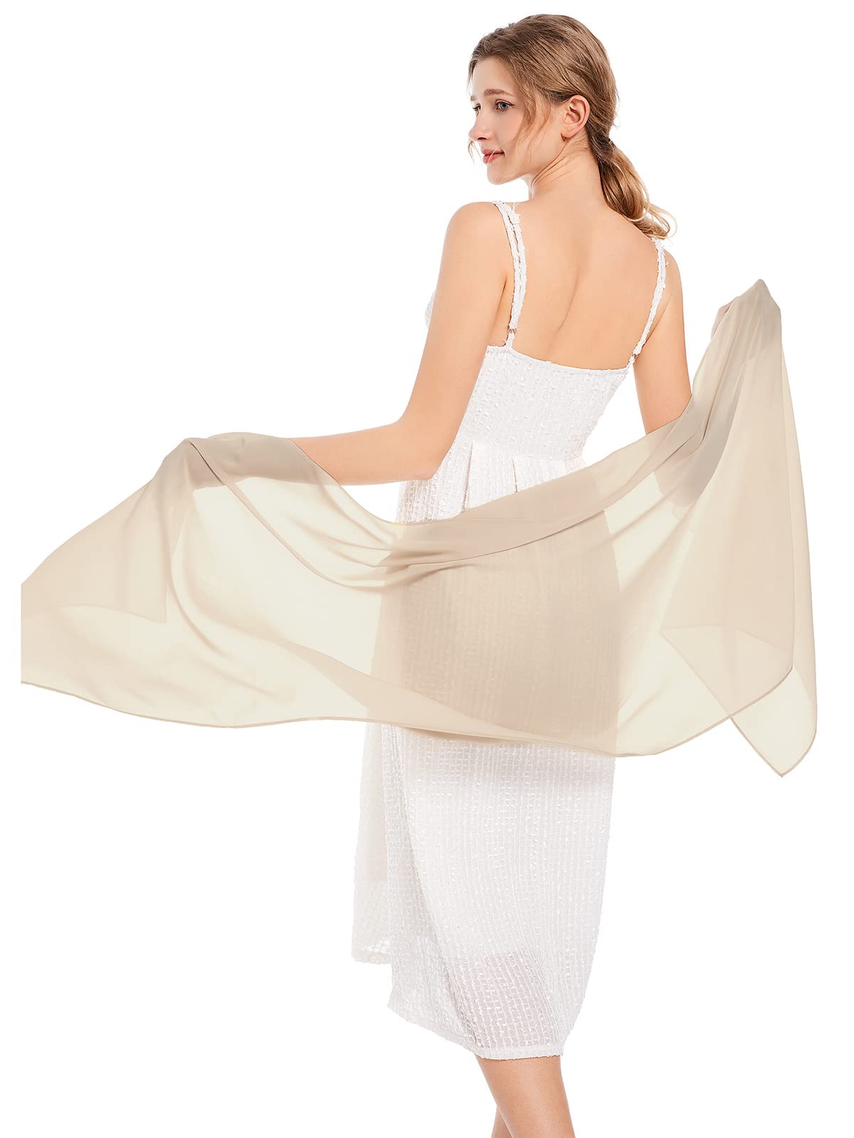 Vickorpen Shawls and Wraps Soft Chiffon Scarve Scarf For Evening Party Dresses Wedding Stole(Champagne1,one size)