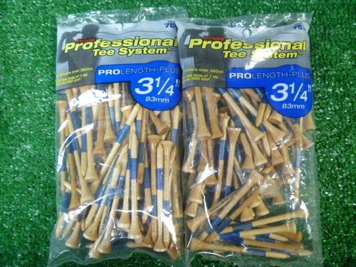 PRIDE GOLF SYSTEM PRO LENGTH-PLUS 3 1/4 NATURAL GOLF TEES 2 BAG