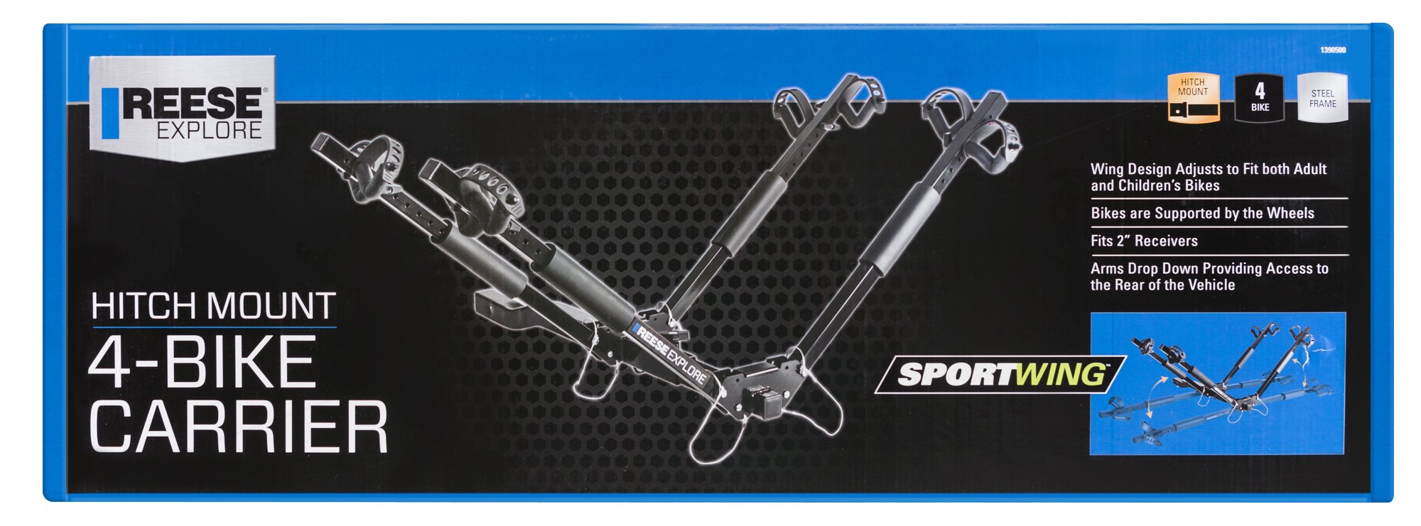 Reese Explore 1390500 Hitch Mount SportWing 4-Bike Carrier