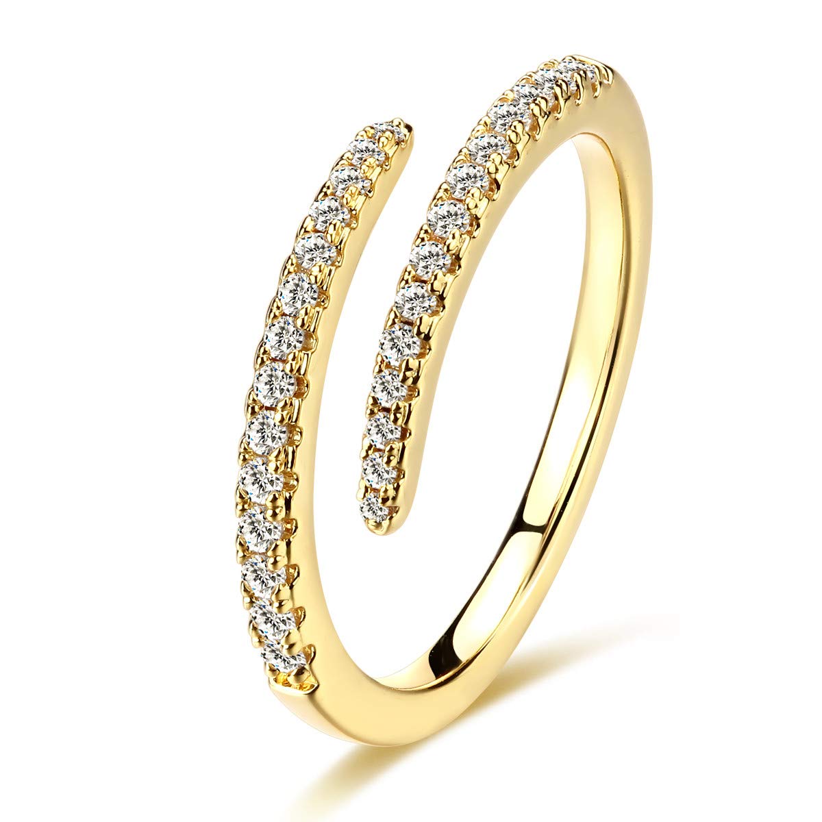 YOGEME Unique Micro Pave Setting Cubic Zirconia Open Twist Eternity Band Pinky Ring for Women R0198 (Yellow,6)