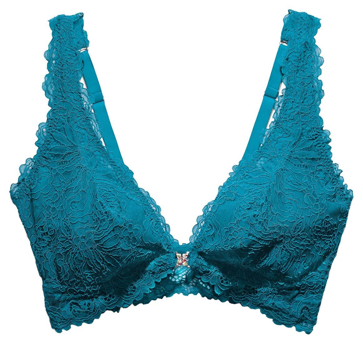 Savage X Fenty, Women's, Romantic Corded Lace Front-Closure Bralette, Laidback Blue, 2X