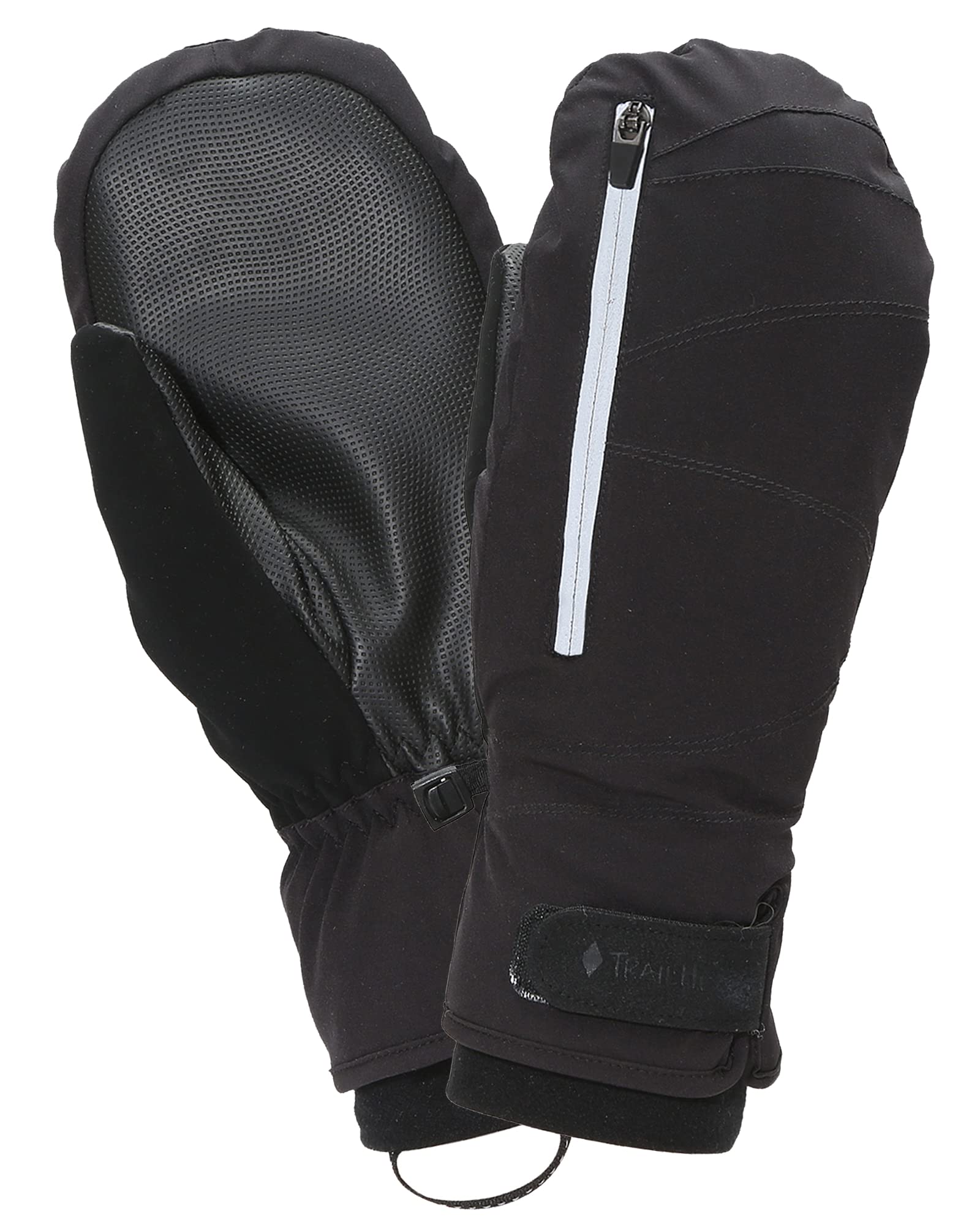TrailHeads Men’s Convertible Zip Mitts | winter running mittens | thermal mittens for cold weather | men’s mittens for outdoor sports - black - medium/large