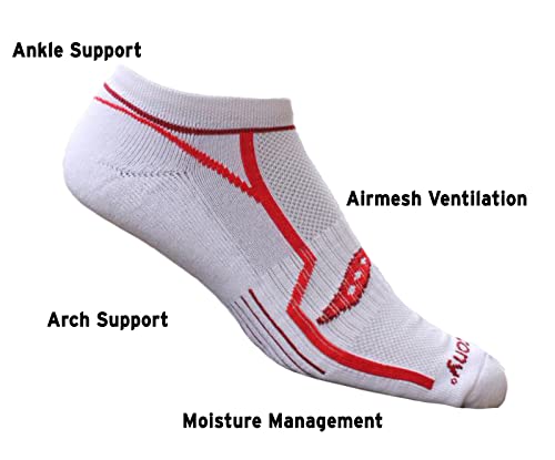 Saucony Men's Performance Comfort Fit Athletic Socks, White/Blue/Red (8 Pairs), Shoe Size: 8-12