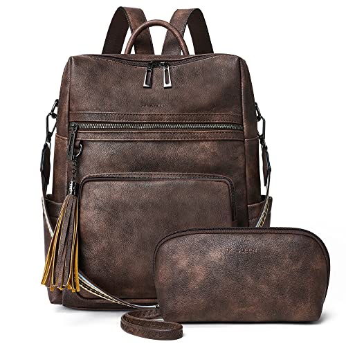 ZK-Queen Backpack Purse for Women Fashion Leather Designer Backpack Purses With Wristlets Travel Shoulder Bags With Tassel