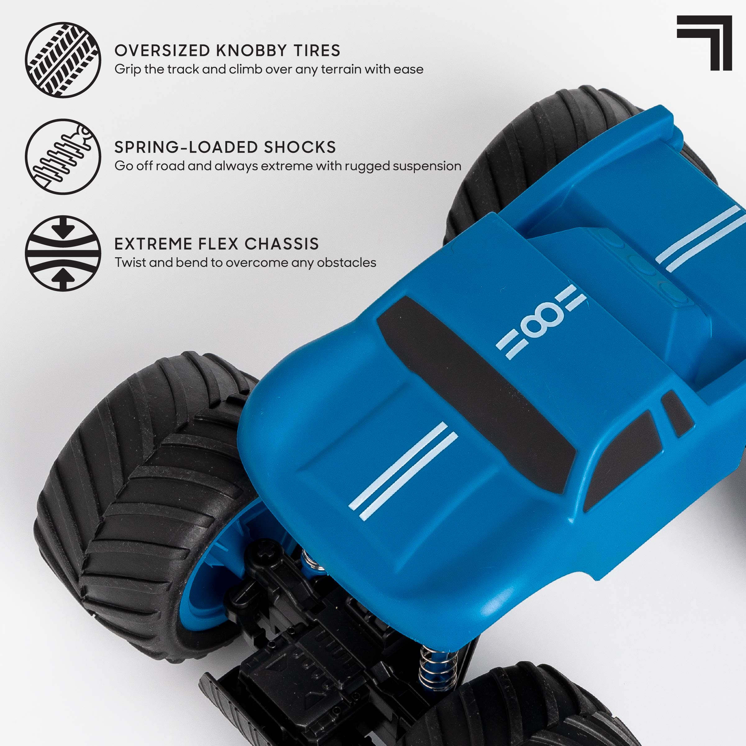 Sharper Image Remote Control Mini Monster Rockslide Truck, 1:24 Scale, 27 MHz, Blue