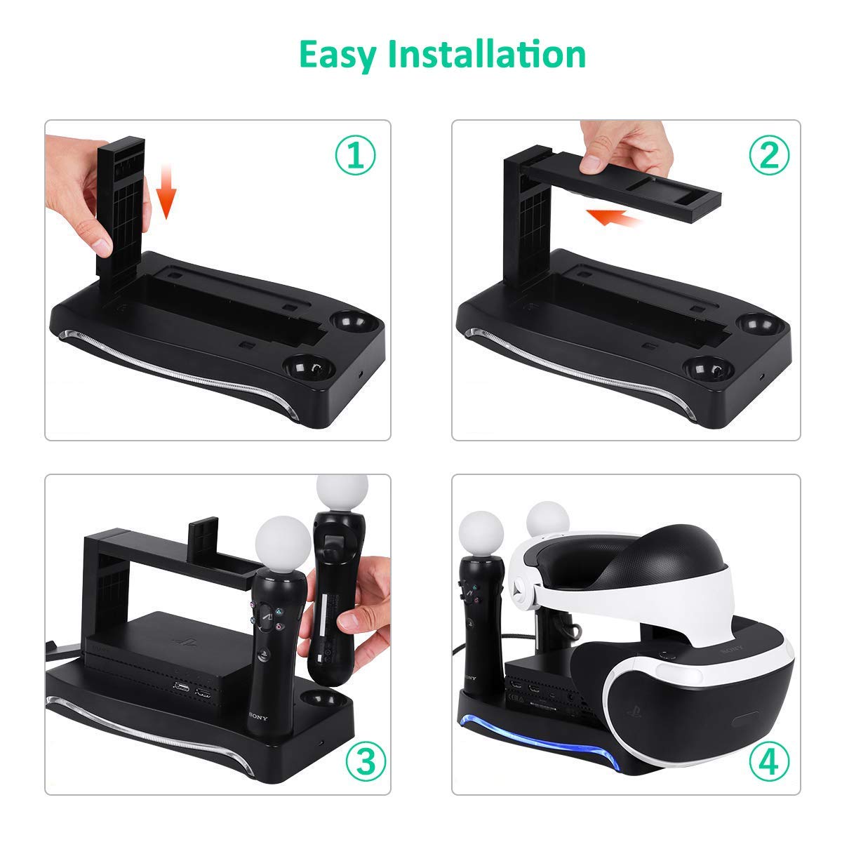 SN-RIGGOR Charging Station Display Stand Docking Station and Processor Unit for PS Move Showcase Storage Stand Holder for PSVR II PS4 VR II PS VR Headset CUH-ZVR2 2th Generation