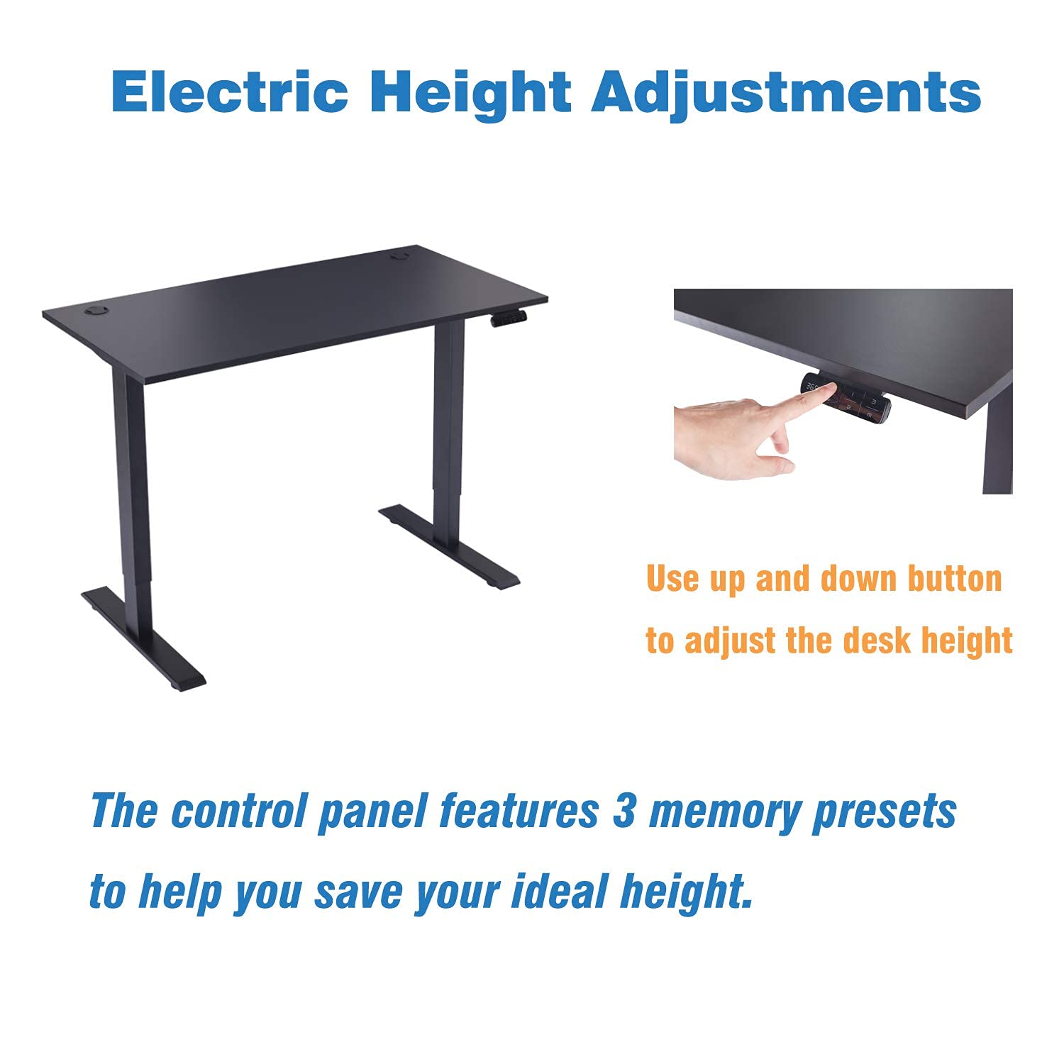 Sit Stand Desk 48 x 24 Inches Dual Motor Standing Desk, Electric Height Adjustable Desk with Whole Piece Desk Board USB Port for Home Office (Grey Walnut Tabletop+Black Frame)