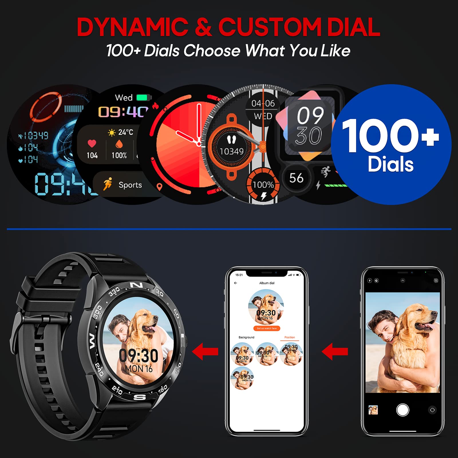 ZKCREATION Smart Watch Answer Call Fitness Tracker for Android iOS Phones Smartwatch for Women Men
