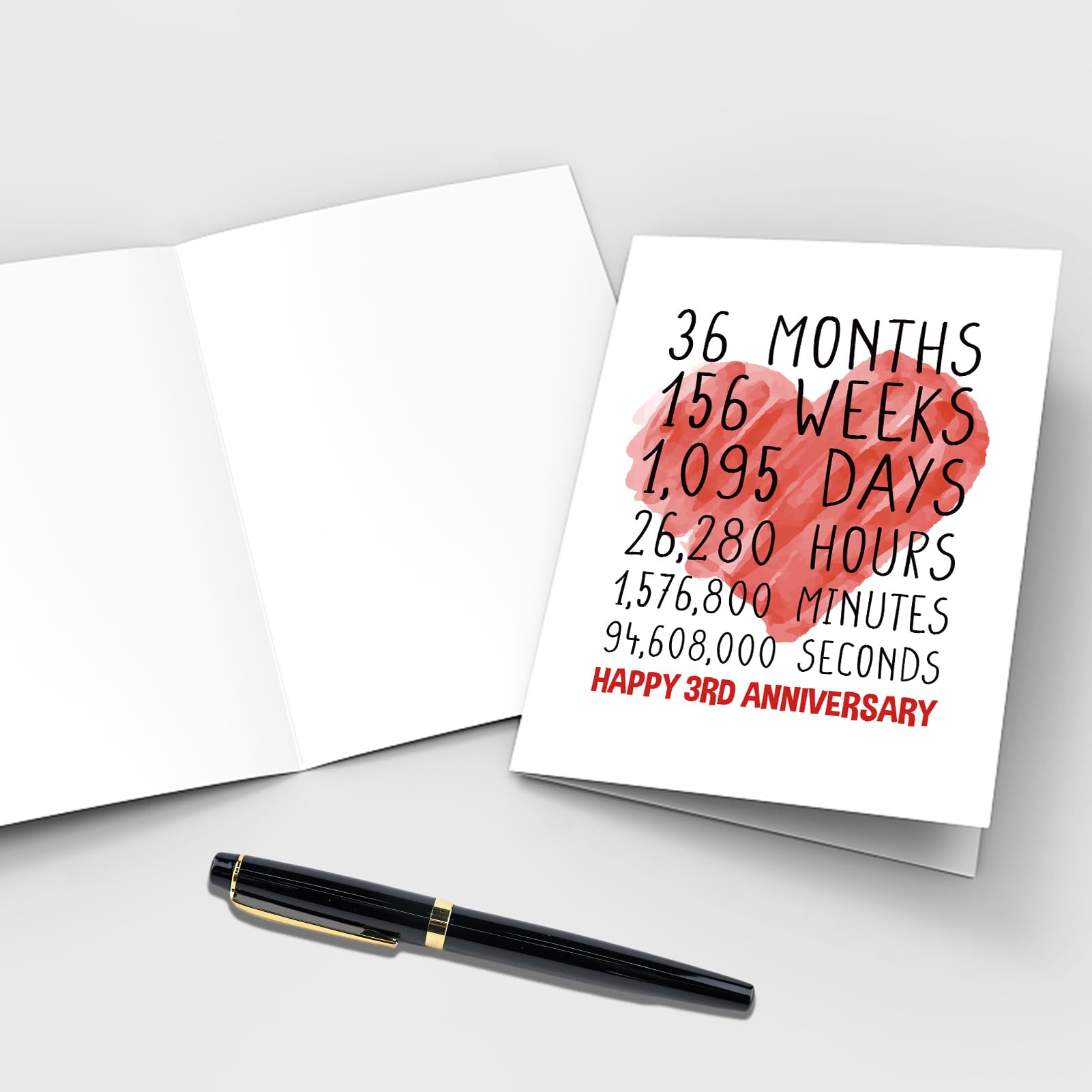 Qiliji Happy 3rd Anniversary Card for Him Her, Third Wedding Anniversary Card for Husband Wife, Funny 3 Year Together Anniversary Greeting Card