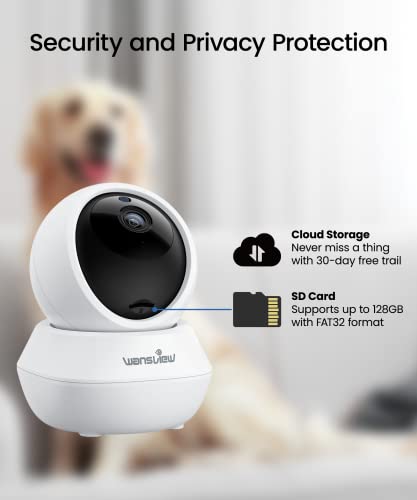 wansview Security Camera Indoor Wireless for Pet 2K Cameras for Home Security with Phone app and Motion Detection,Cat/Dog/Nanny/Baby Camera with Pan Tilt, SD Card & Cloud Storage, Works with Alexa