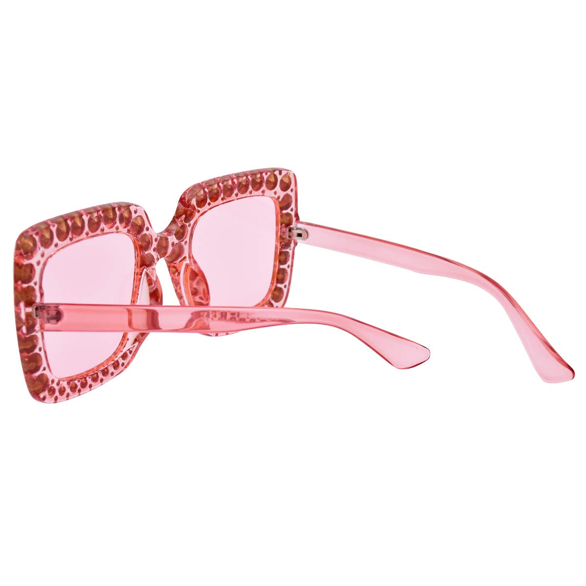 SAMURITA Elton Square Diamond Rhinestone Sunglasses Novelty Oversized Celebrity Shades(Clear Frame/Clear Lens)
