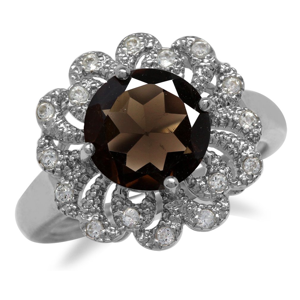 Silvershake 2.14ct. Natural Green Amethyst White Gold Plated 925 Sterling Silver Victorian Style Filigree Ring Size 8