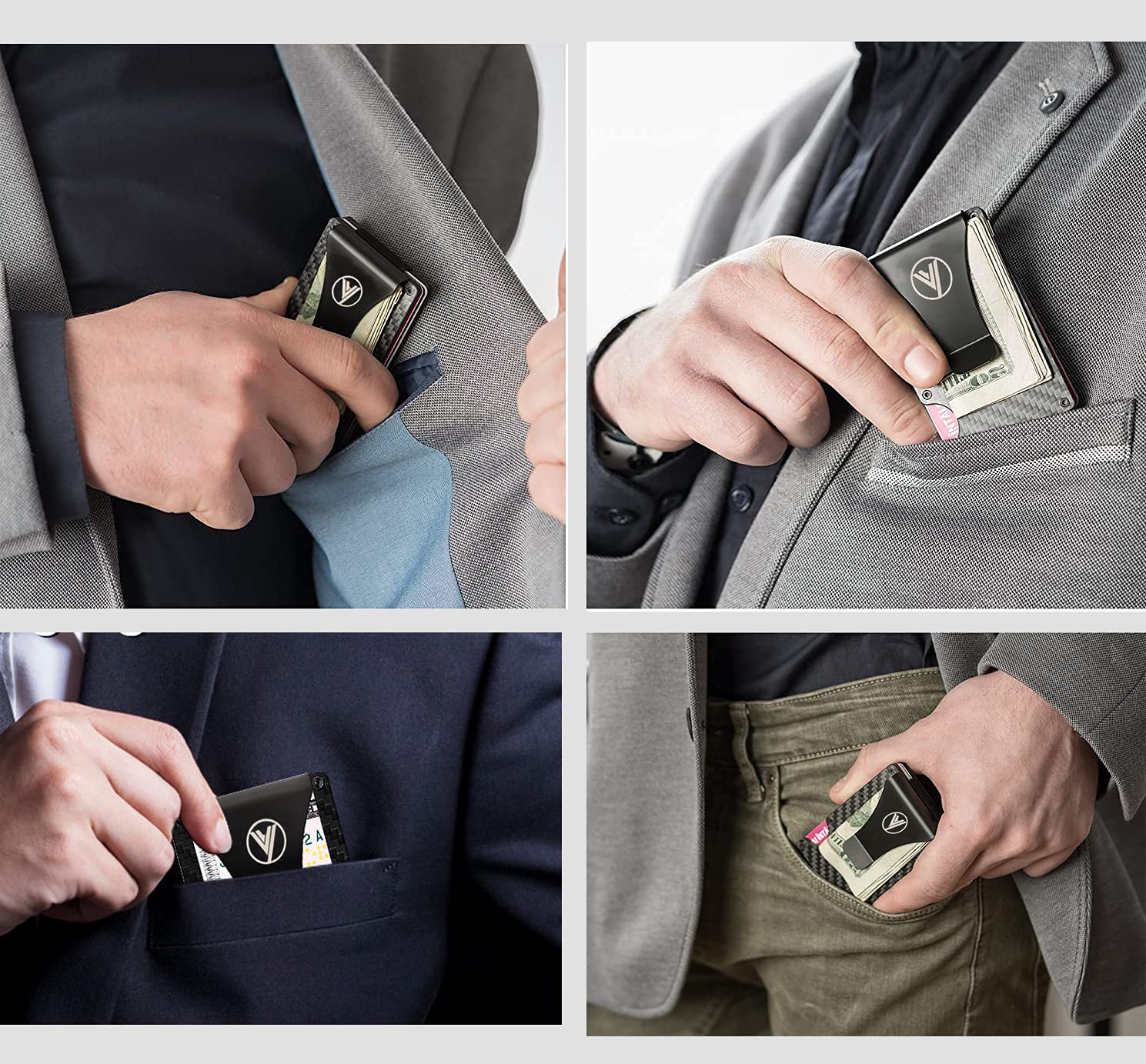Yoyoapple Minimalist Wallet For Men with Multitool Card,Carbon Fiber Card Holder Wallet Thin Metal Wallets For Men Slim Wallet For Men With Money Clip