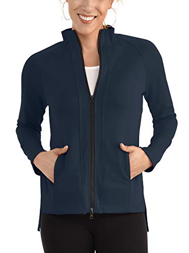 Seek No Further by Fruit of the Loom Women's Long Sleeve Full Zip Raglan Track Jacket, Navy Nights, X-Large