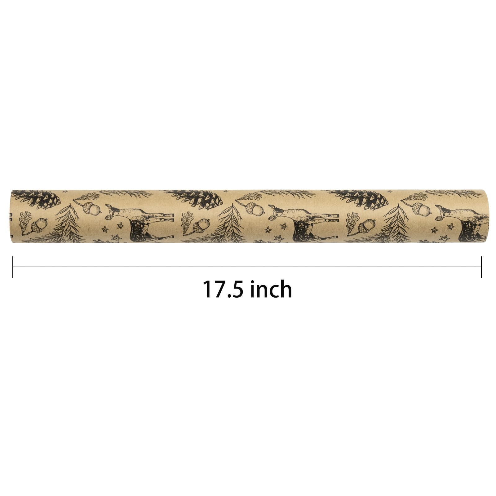 RUSPEPA Kraft Hanukkah Wrapping Paper Roll - Mini Roll - Menorah Design for Holiday Gift Wrap - 17 Inches X 32.8 Feet