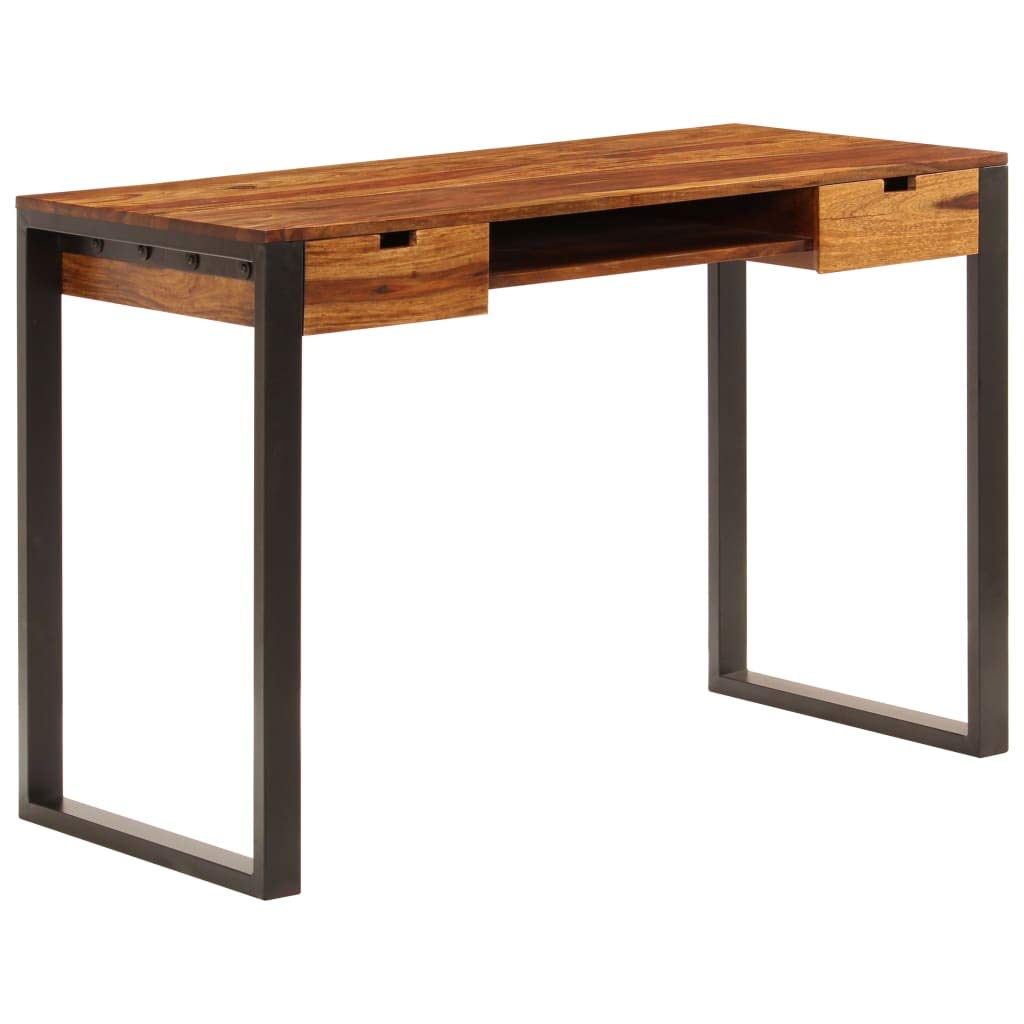 Retro Wooden Desk Computer Desk, with 2 Drawers and Keyboard Shelf, Durable Standing Desk Gaming Desk, Console Table Side Table Home Office Desk Writing Table, 43.3" x 21.7" x 30.7", Brown