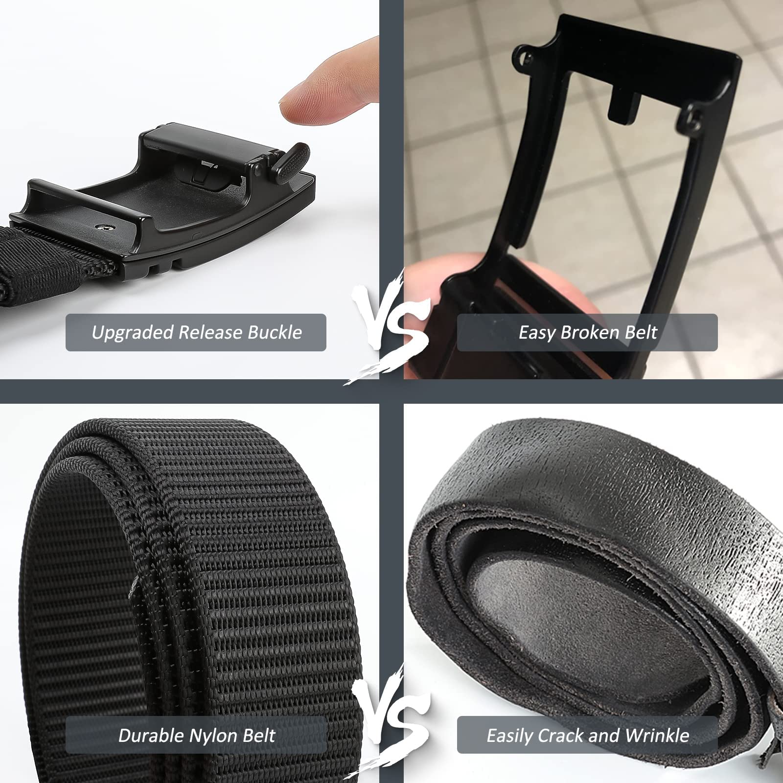 WONDAY Men's Nylon Ratchet Belt, Adjustable Golf Web Casual Durable Jeans Belt With Automatic Slide Buckle (Black, S)