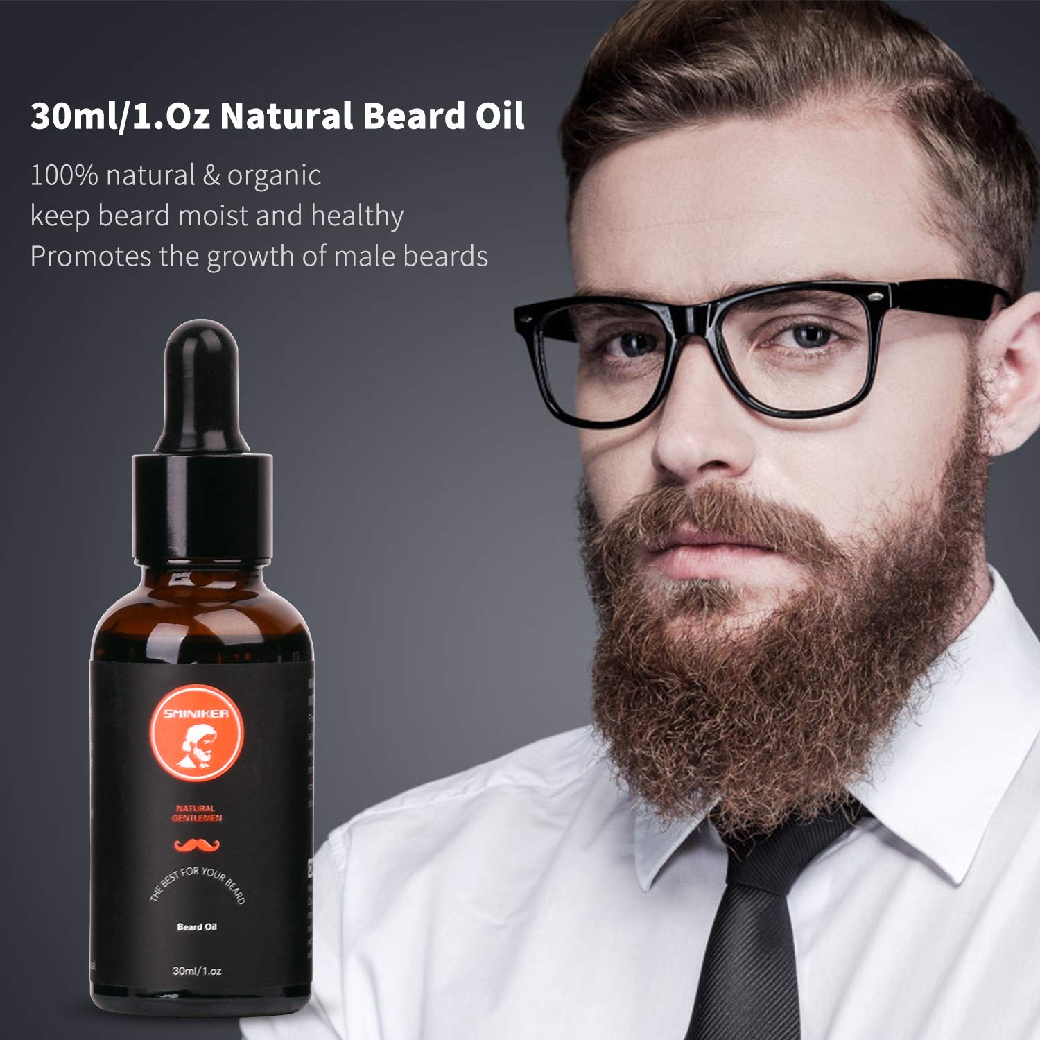 Sminiker Beard Grooming Kit for Beard Care Beard Balm Beard Shampoo Beard Oil Gifts for Men