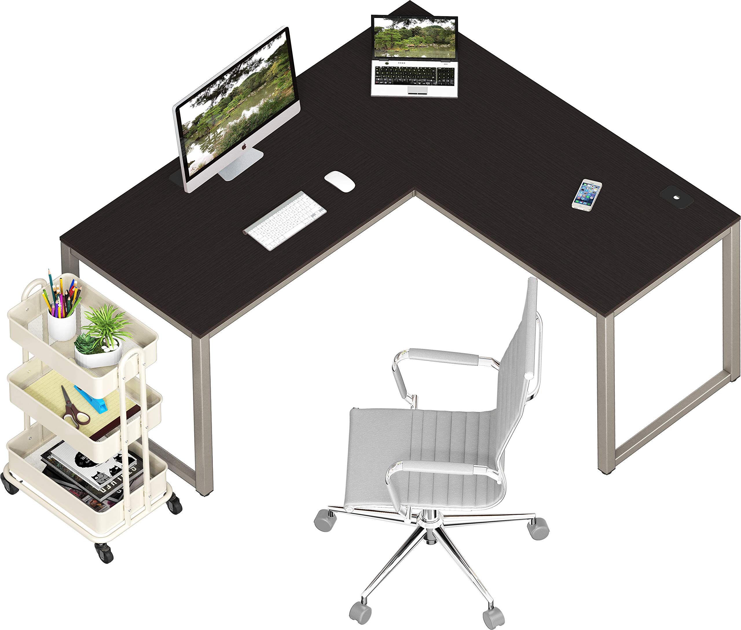 SHW Home Office 55"x60" Large L Shaped Corner Desk, 24" Deep, Espresso