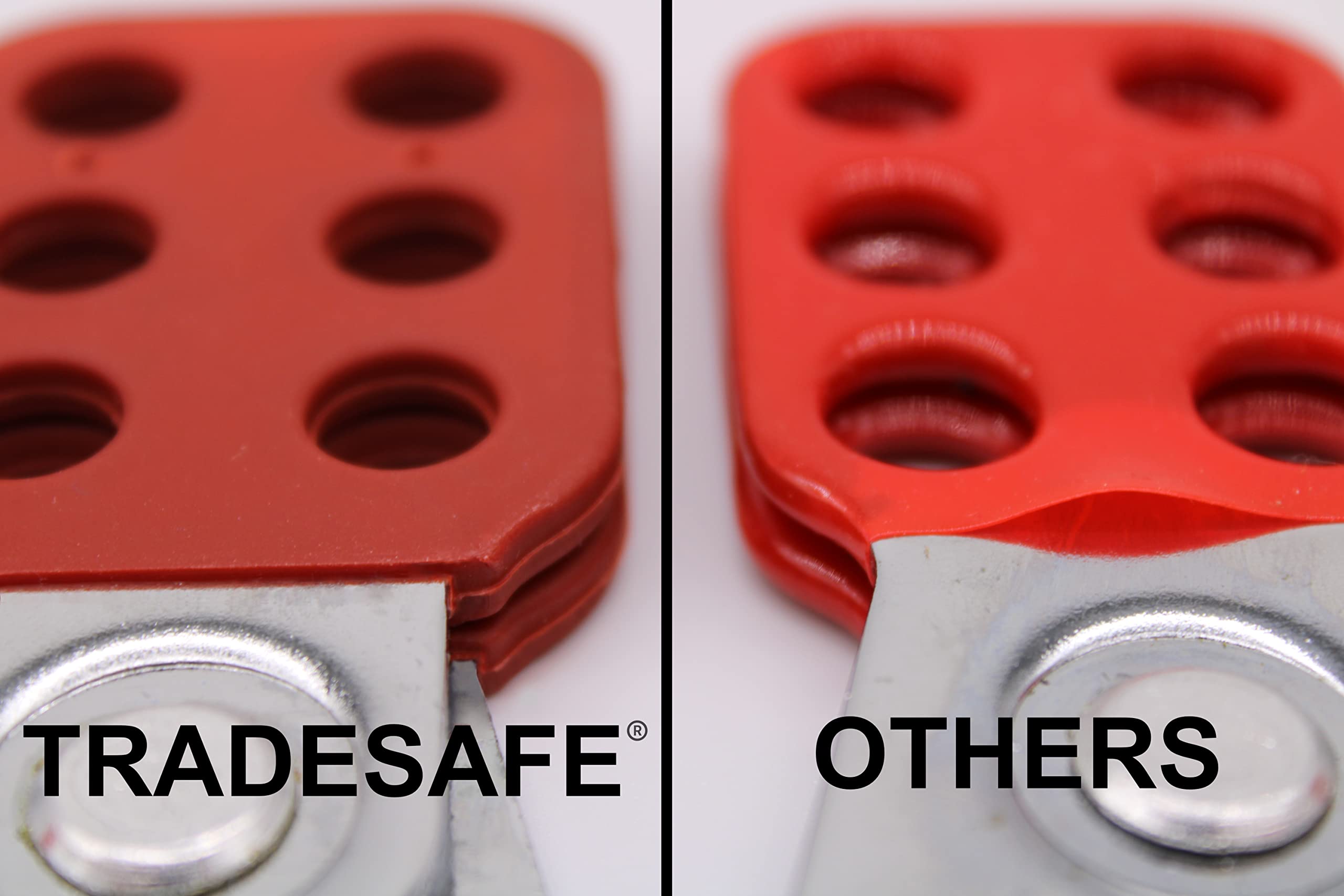 TRADESAFE Lock Out Tag Out Hasp - 1 inch Jaw Diameter Stainless Steel Lockout Hasp, Nylon Handle, Tamper-Proof and Impact-Resistant Loto Hasp, 6 Pack
