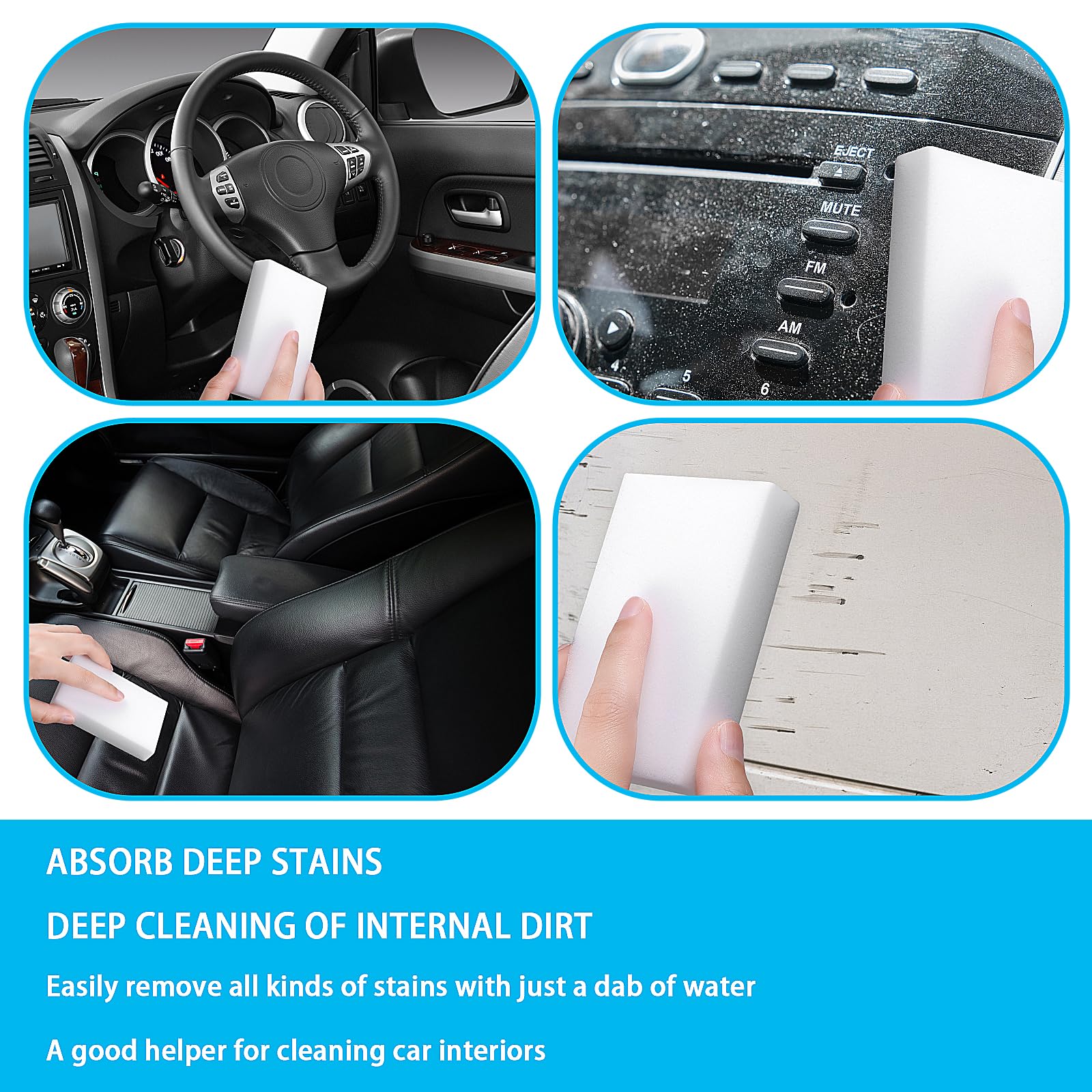 Sibba 8 Pack Magic Cleaning Sponges, Long Lasting Melamine Sponge, High Density Nano Sponge for Dish, Multi-Functional Cleaning Sponge Eraser for Kitchen, Furniture, Bathroom & Shoes