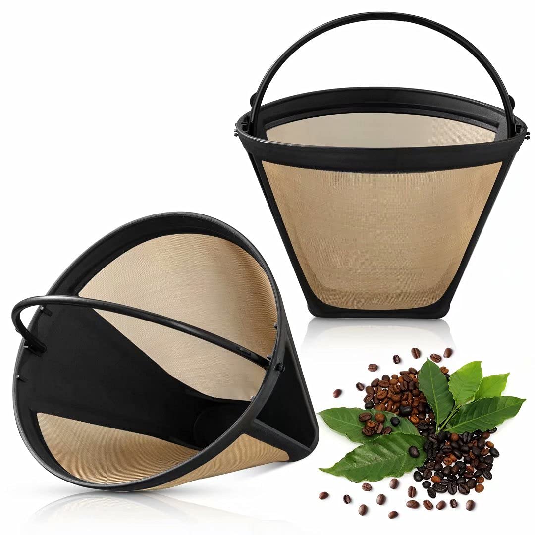 Reusable Coffee Filter, 2 Pack Basket Coffee Filters 8-12 Cup Replacement Coffee Filter with Stainless Steel Mesh Bottom, Permanent Filter for Mr. Coffee and Black & Decker Coffee Makers and Brewers