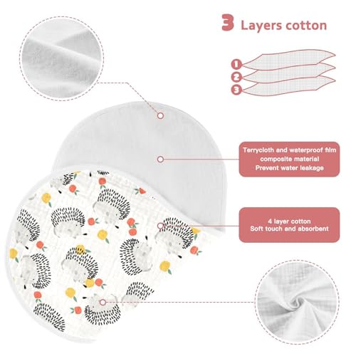 vvfelixl Baby Burp Cloths Hedgehog Apple Baby Newborn Cotton Burping Cloths Set Baby Washcloths 4 Pack