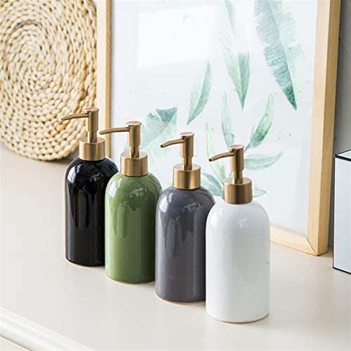 Soap Dispenser 420ML Ceramic Soap Dispenser Press Pump Bottle Bathroom Shower Gel Dispenser Hotel Restaurant Household Empty Press Pump Bottles (Color : Black)