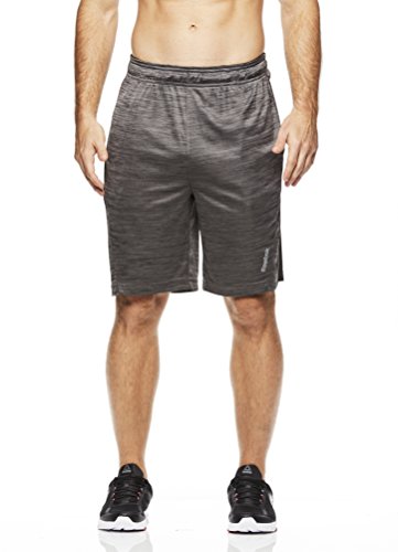 Reebok Men's Drawstring Shorts - Athletic Running & Workout Short w/Pockets - Cruz Short Charcoal Heather, Large