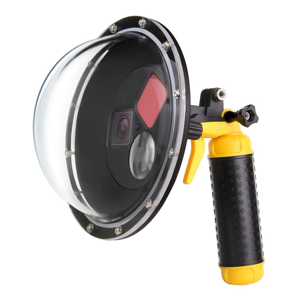 Six (6) inch Multimode Waterproof Dome Port for GoPro Hero 5,6,7 Black with Waterproof Housing, Shutter Trigger, 10x Magnifier and red Filter - Waterproof up to 45 Meters