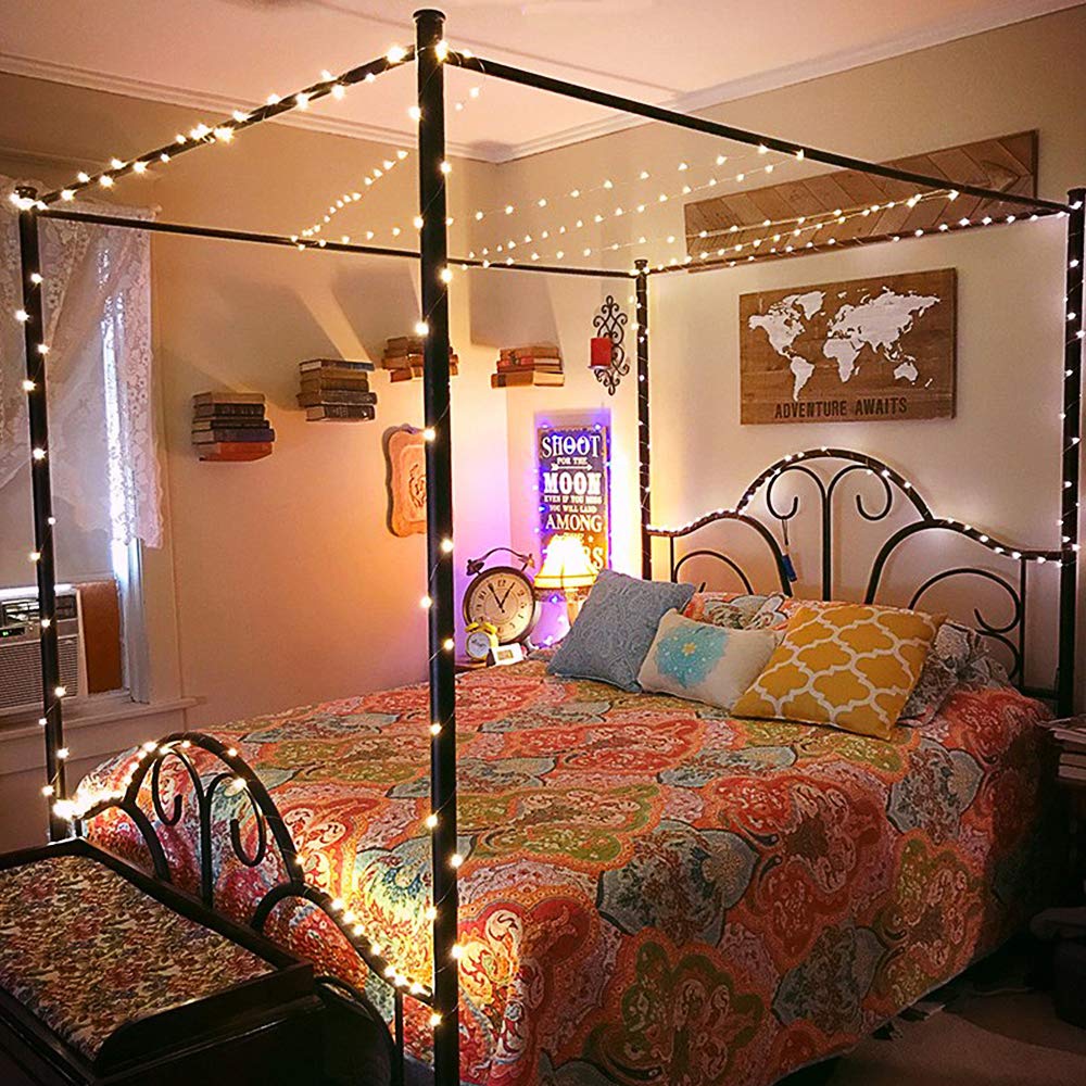 STARKER Outdoor String Lights, 2 Pack 16.4foot 50 LEDs Battery Operated String Lights Waterproof Silver Wire Twinkle Lights Decorative Fairy Lights with Remote and Timer