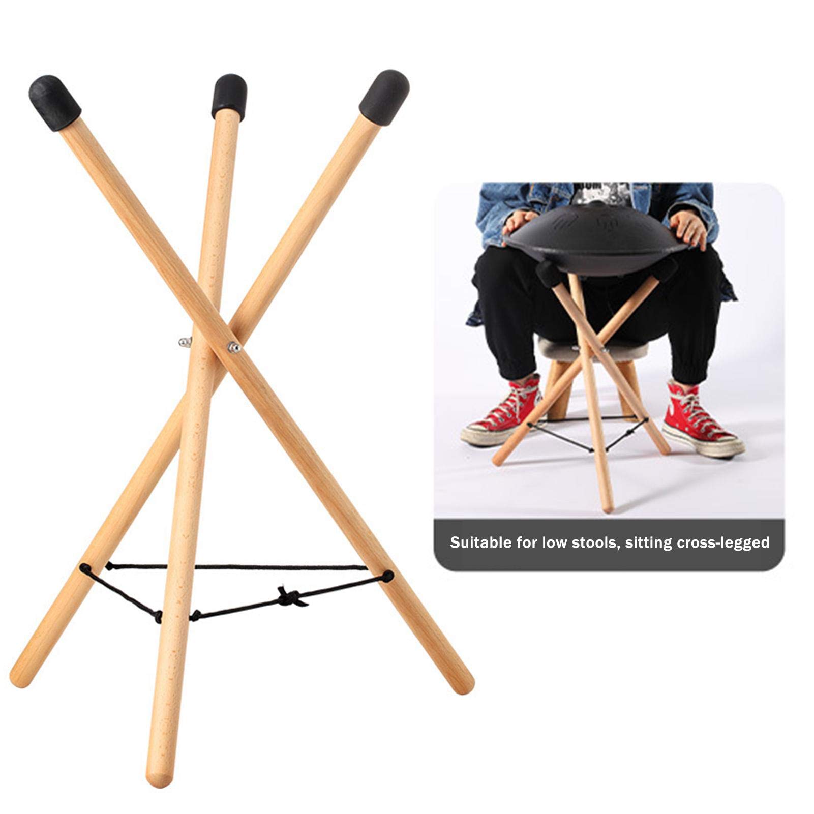 Xinrimoy Steel Tongue Drum Stand, Adjustable Solid Wood Steel Drum Tripod Base, Drum Rack Ideal for 10 to 22 Inch Drum Percussion Instrument