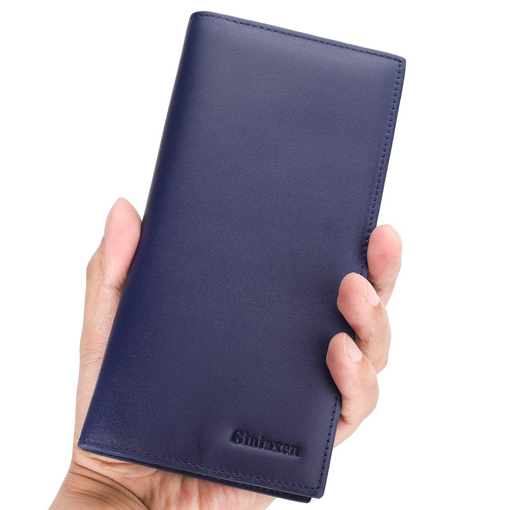 Slim Leather ID/Credit Card Holder Long Wallet with RFID Blocking - Black