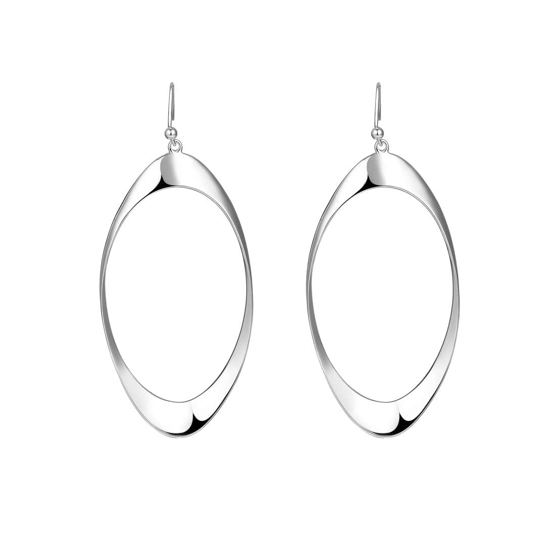 SA SILVERAGE Earrings for Women, 925 Sterling Silver Lightweight Teardrop Earring Large Oval Hoops High Polished Statement Ear Rings Jewelry Gift