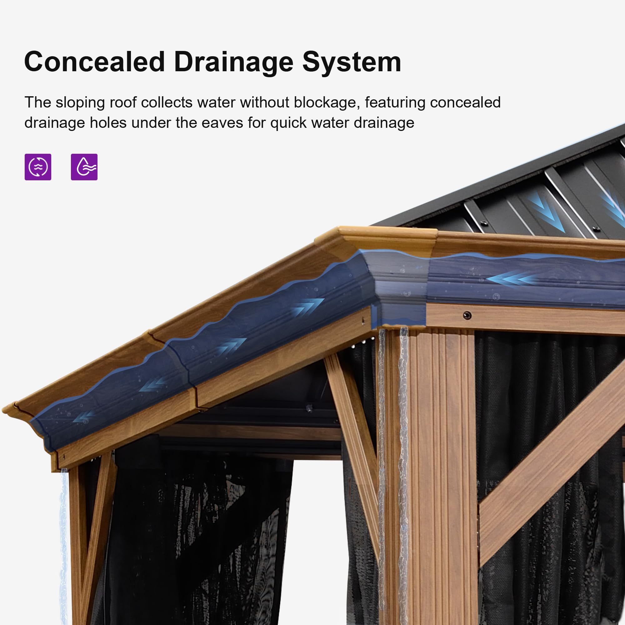 PURPLE LEAF 12' X 16' Outdoor Hardtop Gazebo for Patio Galvanized Steel Double Roof Permanent Canopy Aluminum Frame pavilion Gazebo with Netting