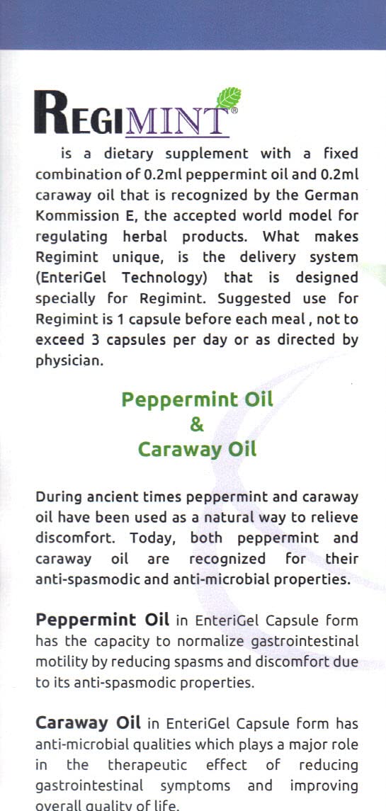 REGIMINT: Peppermint Oil Capsule plus caraway oil enteric-coated for IBS