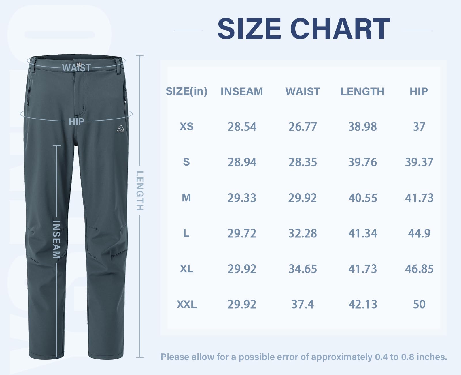 YSENTO Women's Snow Ski Waterproof Fleece Lined Pants Insulated Softshell Hiking Mountain Pants Grey Size XL