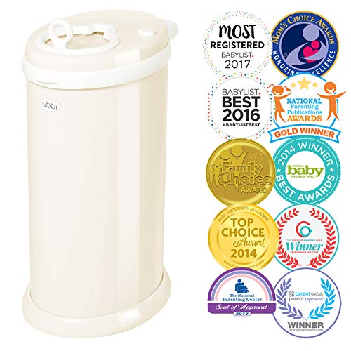 Ubbi Steel Odor Locking Diaper Pail + Disposable Pail Bags Value Pack