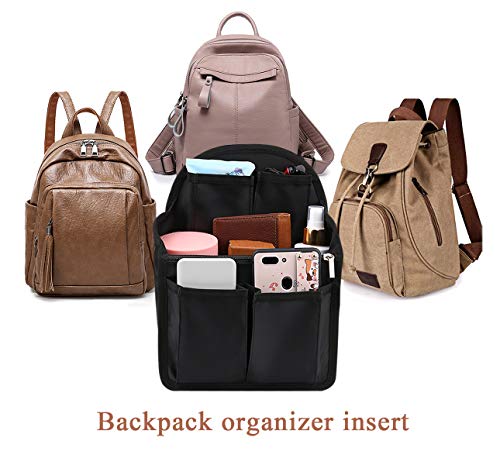 Segaty Veesoo Mini Backpack Organizer Insert, Functional Small Backpack Insert Organizer for Rucksack Diaper Bag Black