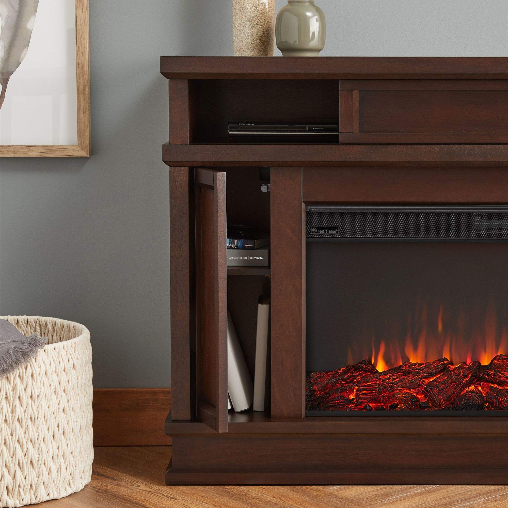 Torrey 60" Landscape Electric Fireplace TV Stand in Dark Walnut by Real Flame