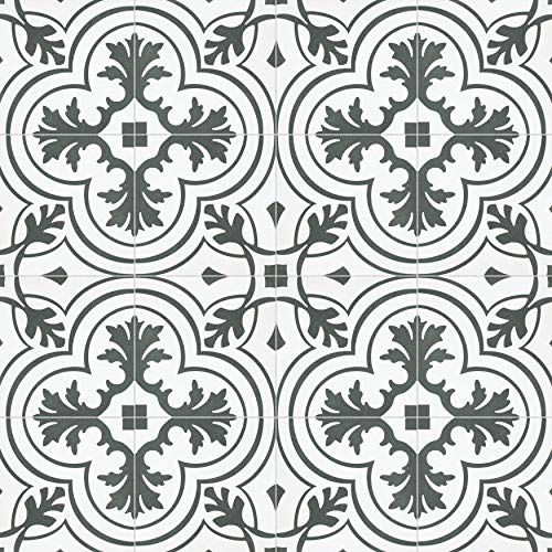 SomerTile FRC8TWVT Fifties Ceramic Floor and Wall Tile, 7.75" x 7.75", White/Grey