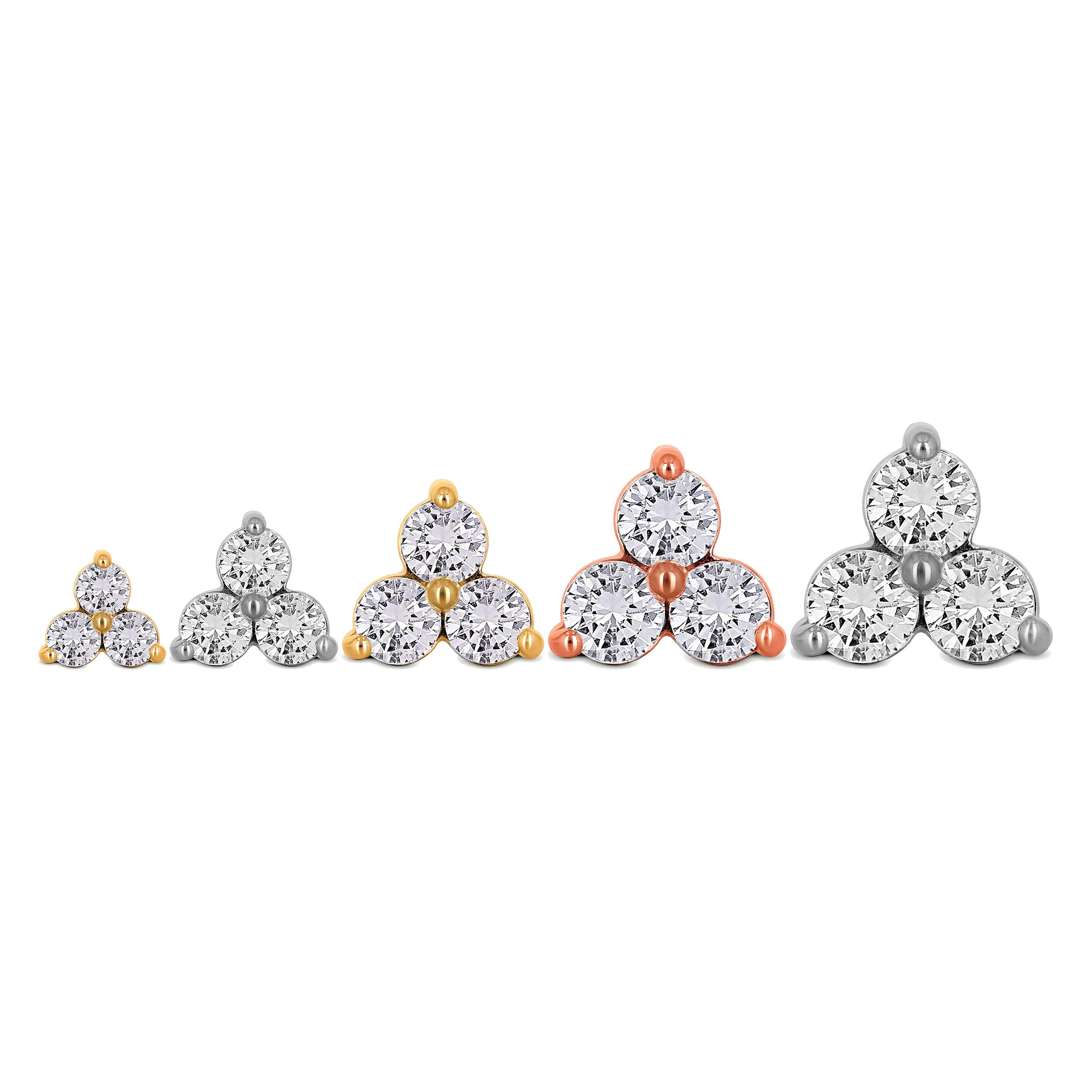 Social Value 14K Solid White Gold Natural Diamond Triangle Stud Earring .18ct (Half Pair)
