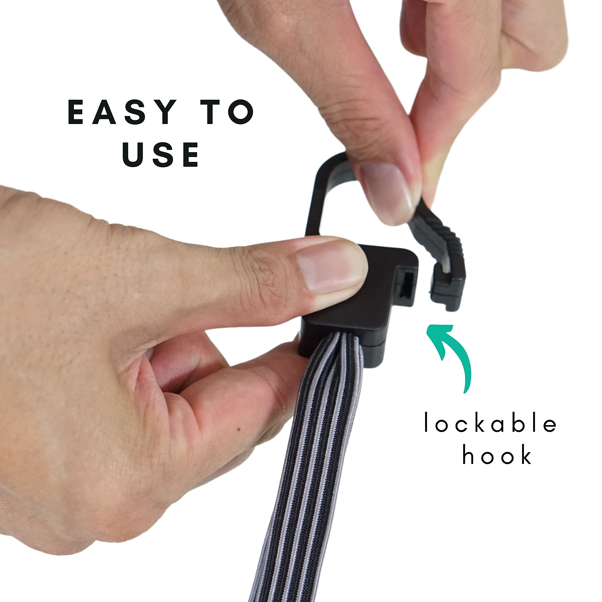 VINCITA 10 Pack Bungee Cord with Lockable Hooks Black 0.6"X7" - Heavy Duty Strapping Tape Hooks - Short RubberTie Downs for Camping, Tent, Pop Up, Tarp, Trucks, Boats (Gray)