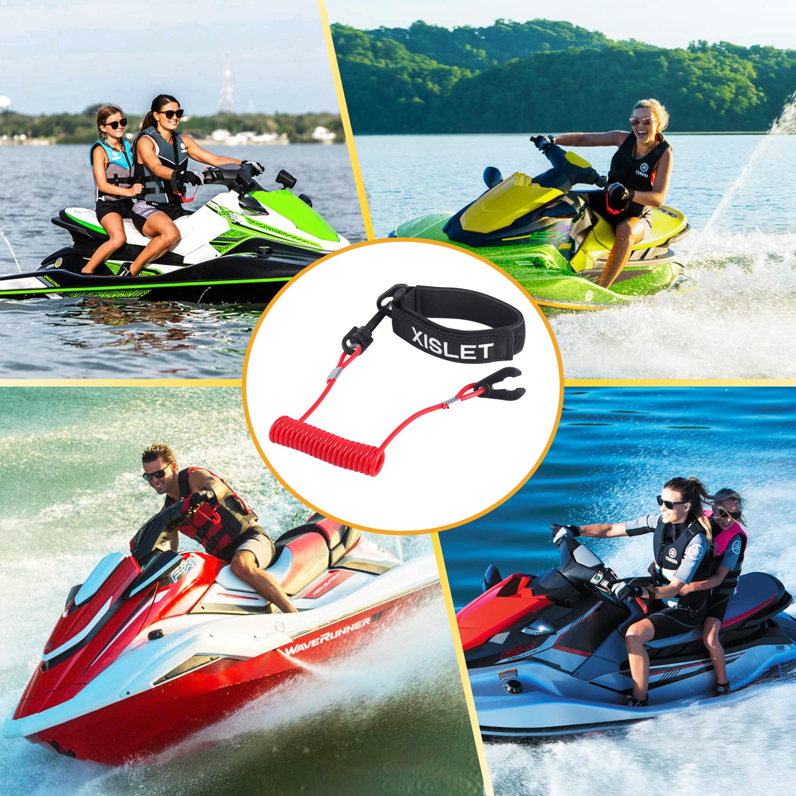 Xislet Lanyard Switch Compatible with Yamaha Jet Ski Waverunner VX Cruiser FX Engine Safety Stop Tether Replace EW2-68348-00-00 Aftermarket 6K8-82556-00-00
