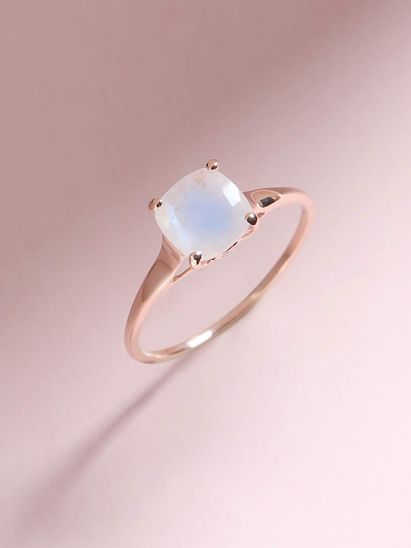 YoTreasure 1.88 Cts Rainbow Moonstone Solid 10k Rose Gold Ring Jewelry