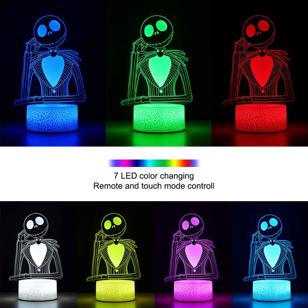 SJIAHEE Halloween Town Pumpkin King 3D Illusion Night Light Gifts, Control Halloween Decor for Kids Bedroom, Creative Lighting for Kids