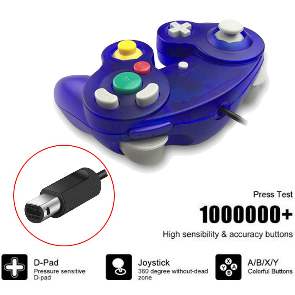 Reiso 4 Pack Controllers for Game Cube, with 4 Game Cube Extension Cables and 4-Port Game Cube Adapter for Switch PC Wii U Console