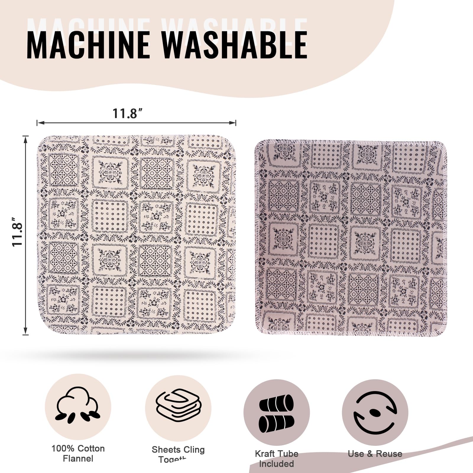 UNIMEIX 24 Pack 11.8 Inch Reusable Paper Towels Washable Roll Zero Waste Reusable Napkins Eco Friendly Paperless Towels for Kichen
