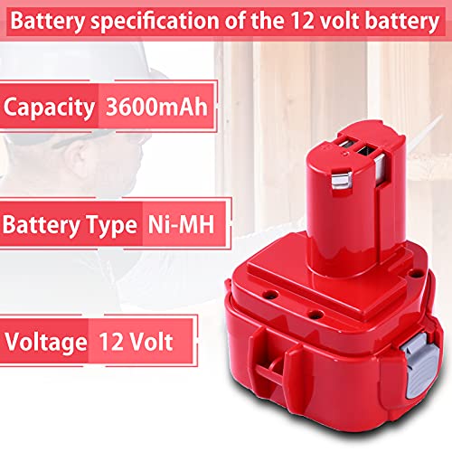 Upgraded 3600mAh 12V Battery PA12 Replacement Battery Compatible with Makita 12V Battery 1200 1220 1201 1222 1233 6213d Replacement Battery Compatible with Makita 12 Volt Cordless Power Tools